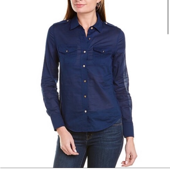 Tory Burch | Tops | Tory Burch Brigitte Button Down Army Military Shirt ...